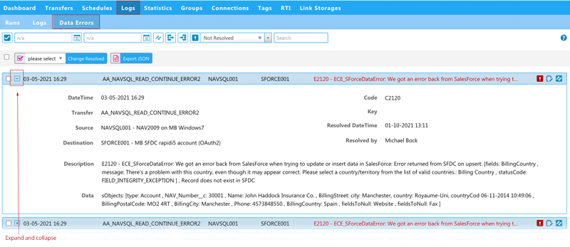 Overview of Logs, Runs & Data Errors