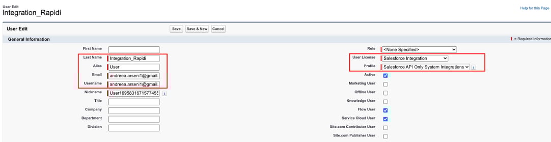 How to set up the Salesforce Integration User